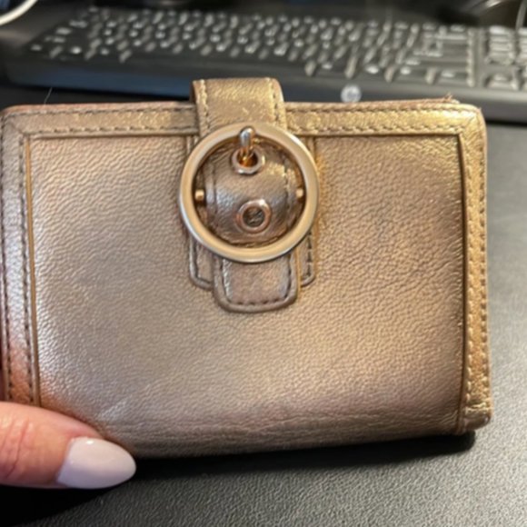 Bags | Coach Small Leather Wallet Gold Pull Over Clasp Vintage | Poshmark